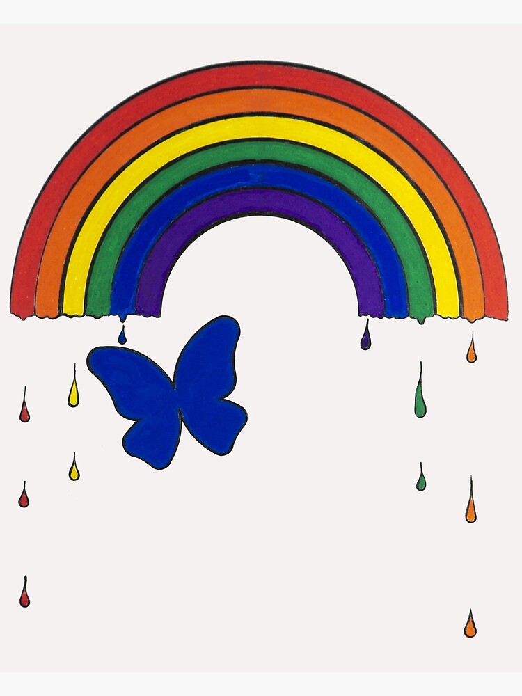 Póster « Un arco iris con una mariposa, recién pintado... Coloreado por ...