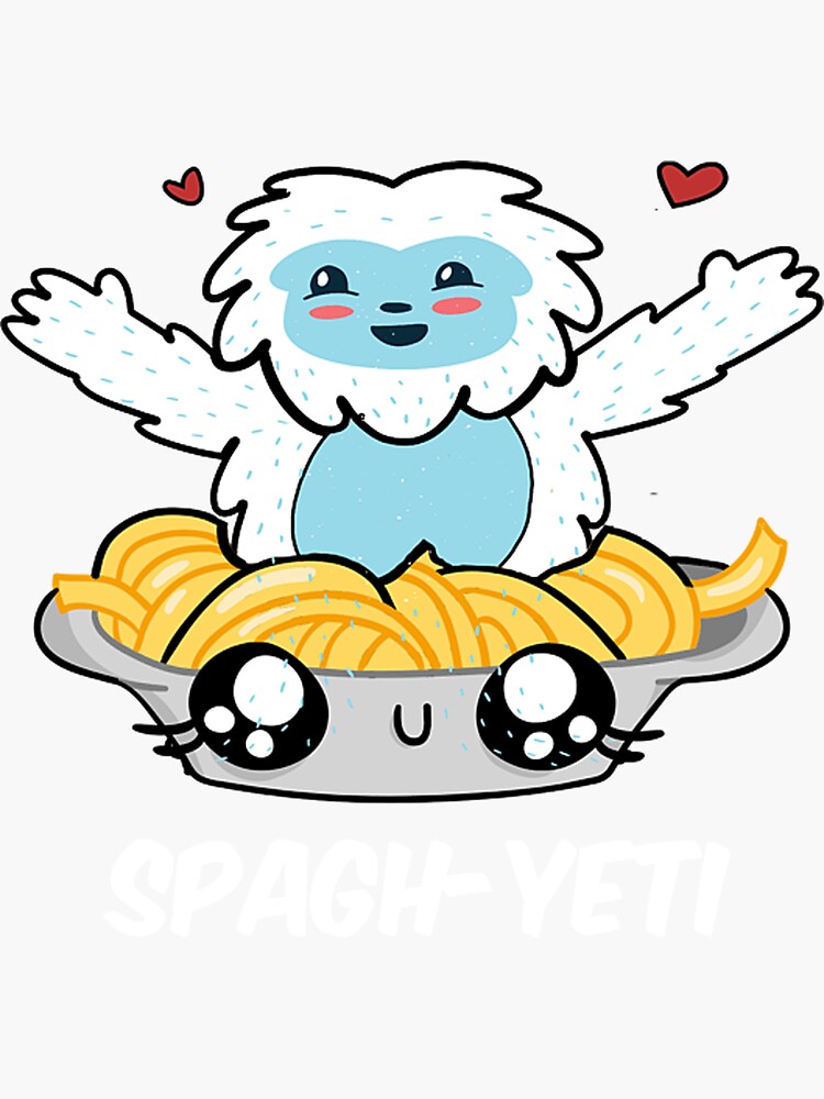 "spaghetti yeti bigfoot eating noodle yeti" Sticker by Antonioijo ...