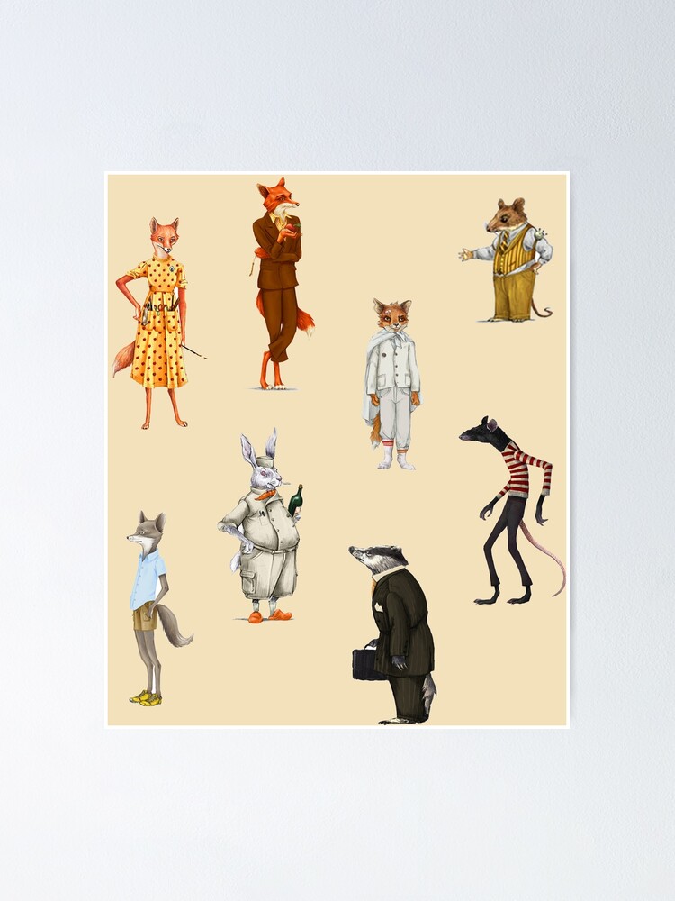 "Fantastic Mr. fox and Mrs. Fox Family Sticker pack" Poster for Sale by ...
