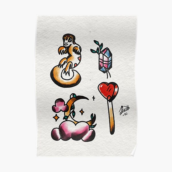 "Old school flash sheet" Poster for Sale by LisetteAker | Redbubble