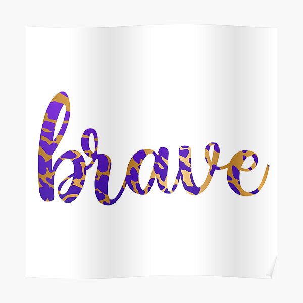 "Brave Purple and Gold Foil Animal Print Typography Graphic Design ...