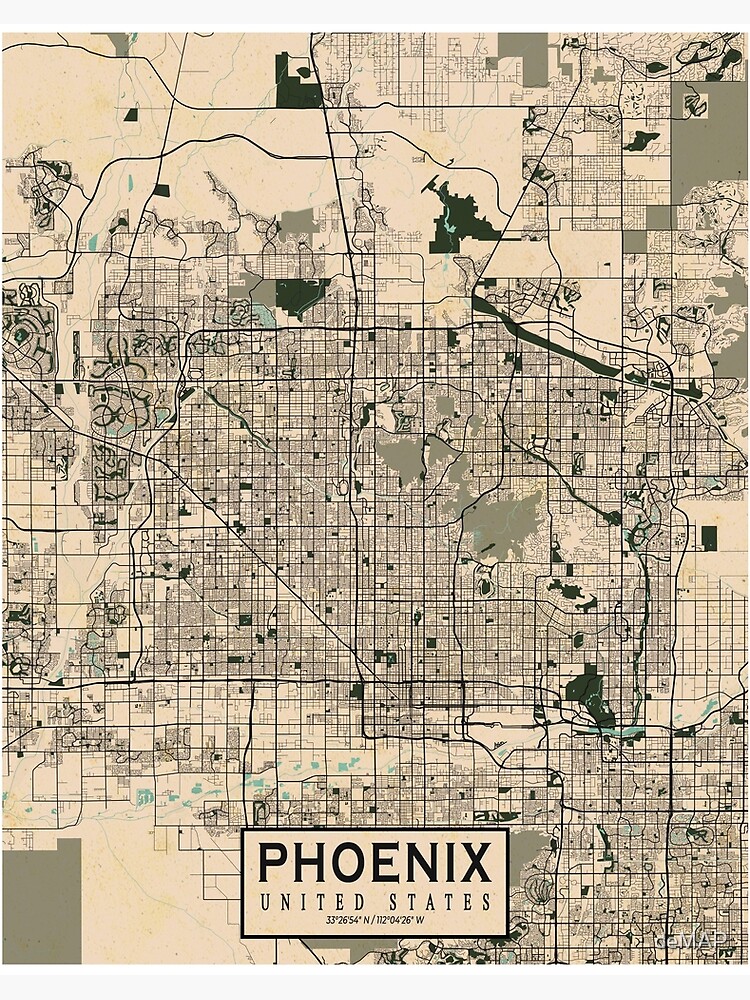 Phoenix Street Map Vintage
