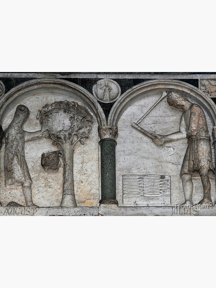 "Threshing wheat and picking grapes in medieval Italy" Sticker for Sale ...