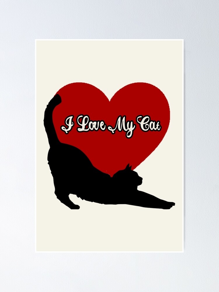 Póster «Amo a mi gato, diseño encantador del corazón y del gato del ...