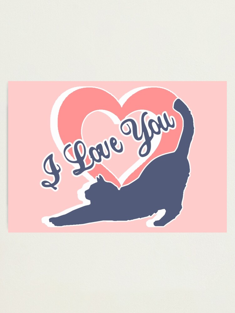 Lámina fotográfica «Te amo, mi gato, diseño encantador del corazón y ...
