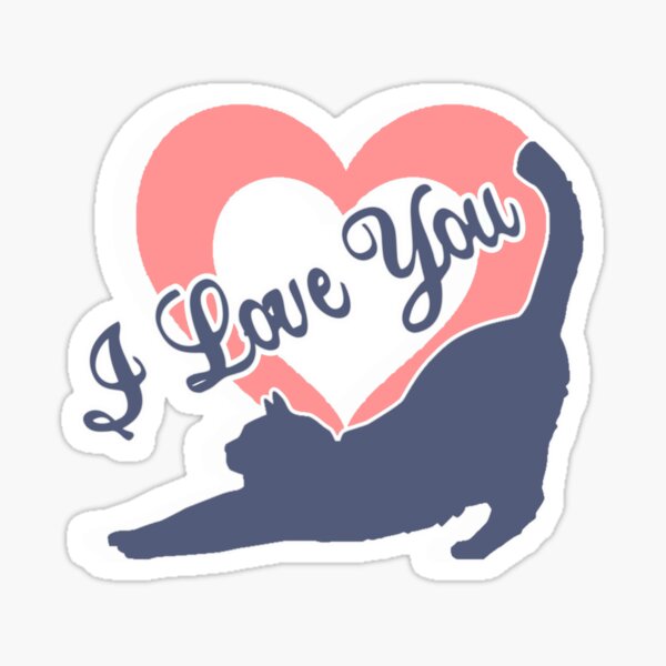 Pegatina «Te amo, mi gato, diseño encantador del corazón y del gato del ...