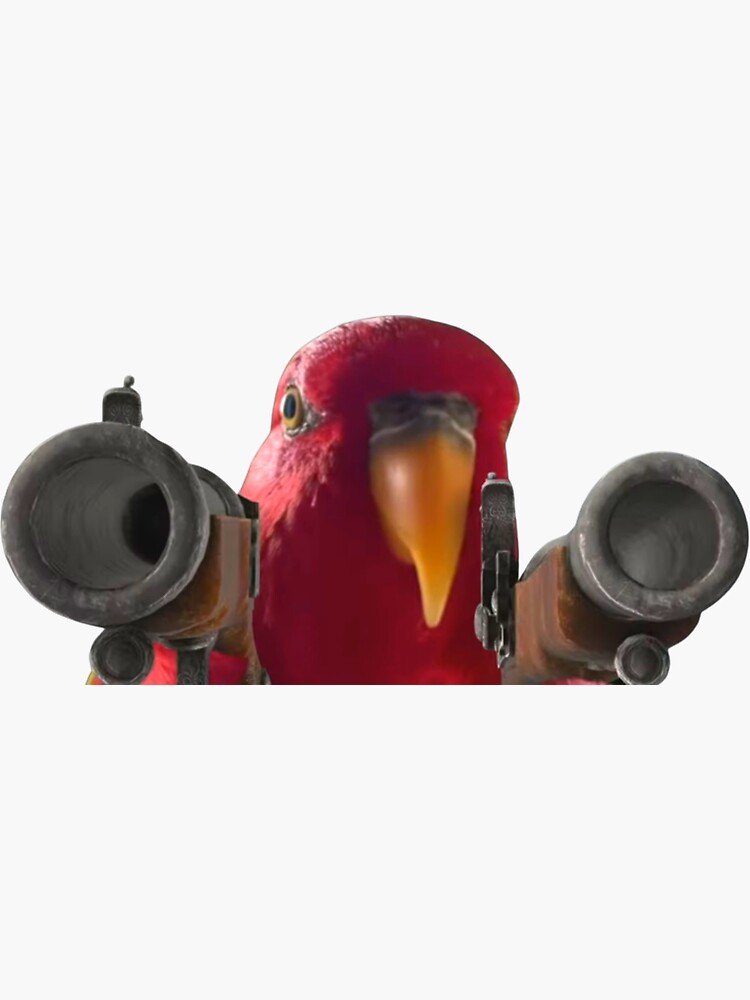 "Red birb Gumi with guns | Wuewuewuewuewue red birb" Sticker by ...