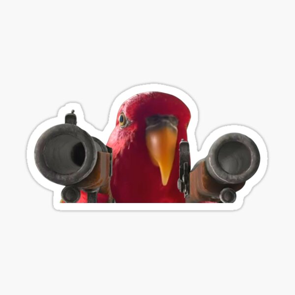 "Red birb Gumi with guns | Wuewuewuewuewue red birb" Sticker by ...