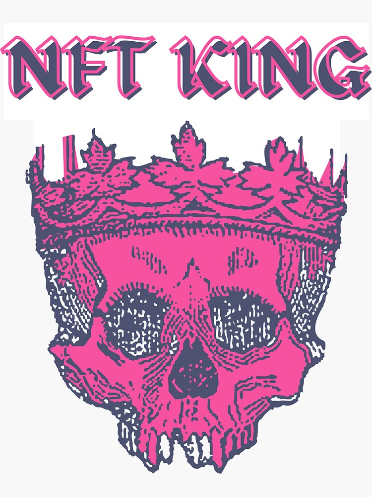 "NFT king pink and blue skull with crown." Sticker for Sale by ...