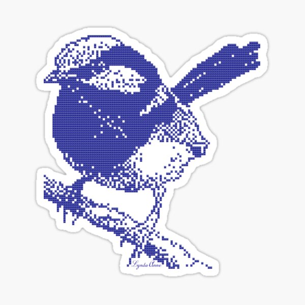 "Blue Wren Cross Stitch" Sticker for Sale by LyndaAnne | Redbubble