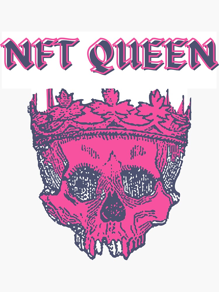 "NFT Queen pink and blue skull with crown." Sticker for Sale by ...