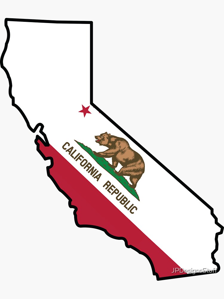 "California State Outline with Flag" Sticker by JPDesignsStuff | Redbubble