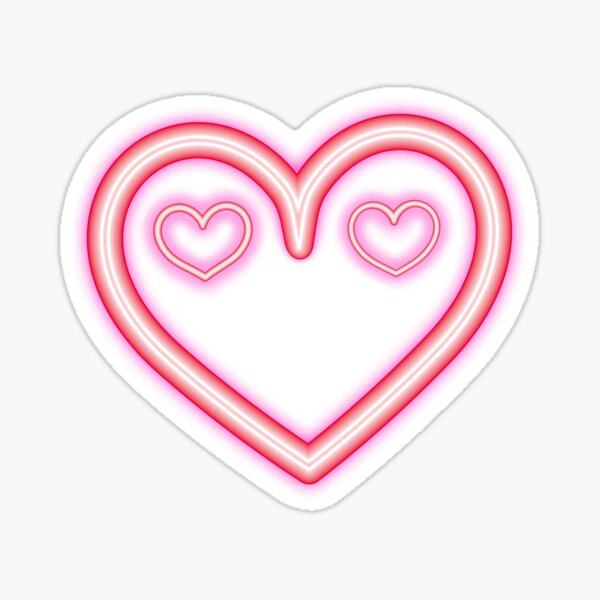 "Neon Hearts Face" Sticker by emhoteb | Redbubble