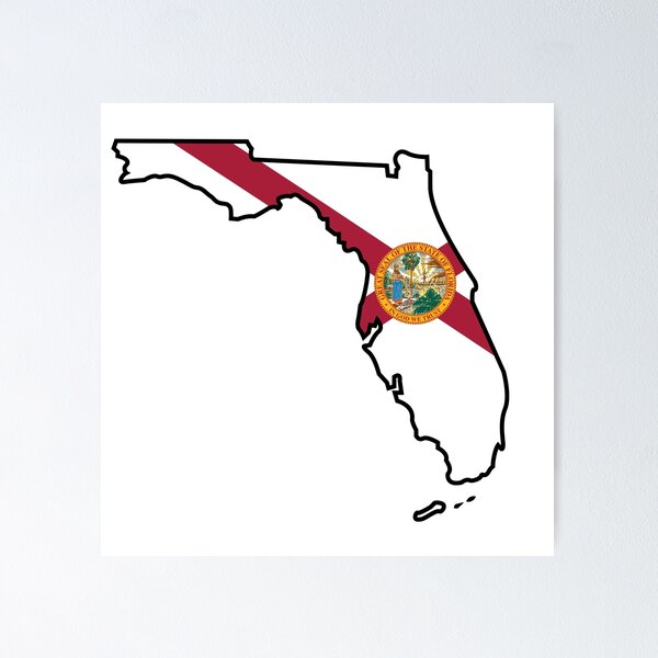"Florida State Outline with Flag" Poster for Sale by JPDesignsStuff ...