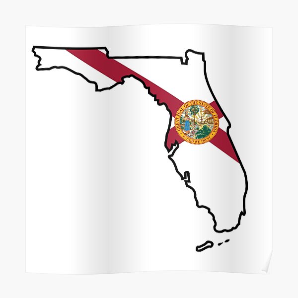 "Florida State Outline with Flag" Poster for Sale by JPDesignsStuff ...