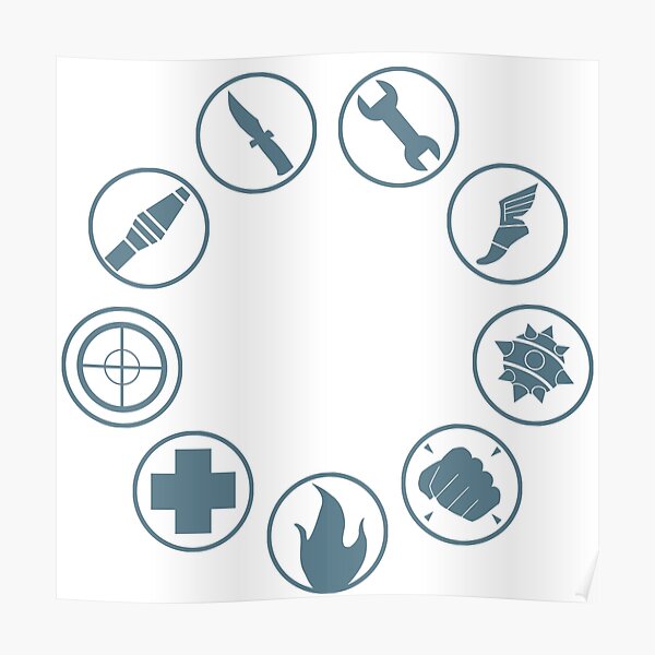 Póster «Iconos de clase TF2 AZUL» de Loadout | Redbubble