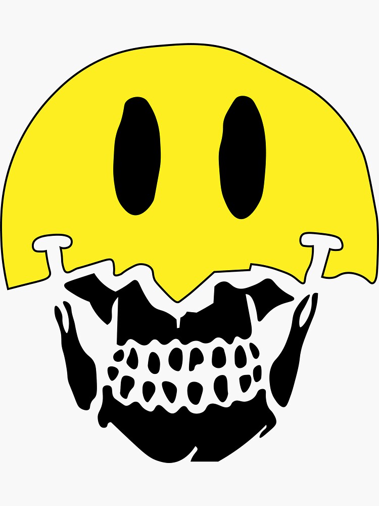 "Smiley Face Skull Sticker" Sticker for Sale by mlarmon | Redbubble