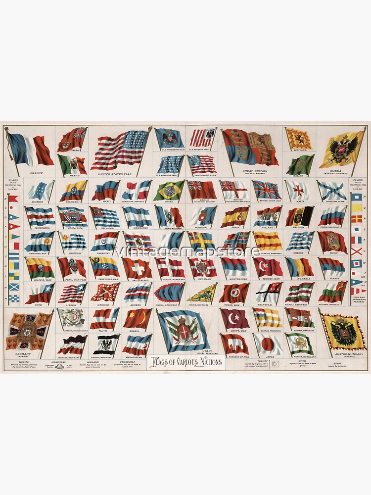 "Flags of various nations in 1892, from the Library Atlas of Modern ...