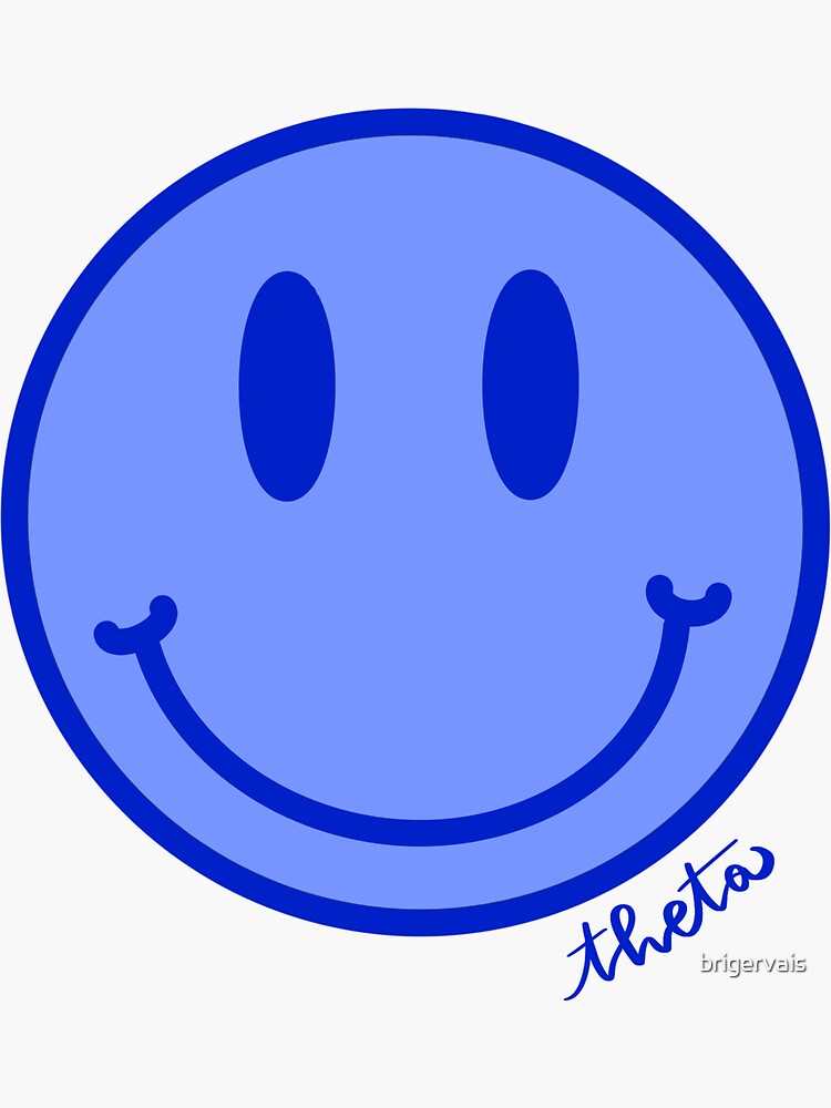 "smile face blue" Sticker by brigervais | Redbubble