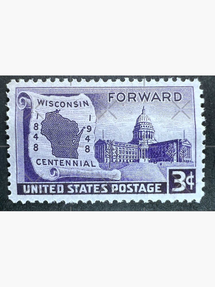 "Wisconsin State 1948 USA Vintage Postage Stamp" Sticker by Factory57 ...