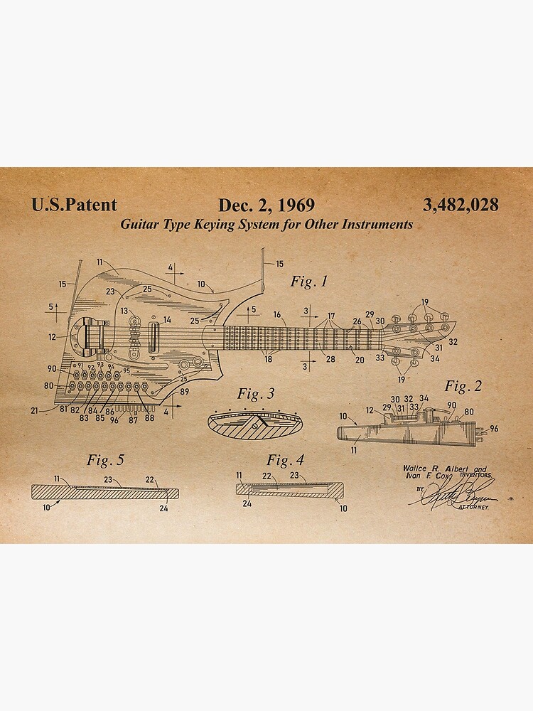 "1969 Old Vintage Guitar Type Keying System for Other Instruments ...