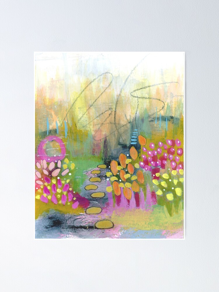 "A Bright Future 1, Abstract Landscape Art Flower Garden Painting ...
