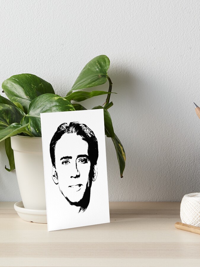 "Nicolas Cage's Head - Black and White" Art Board Print for Sale by ...