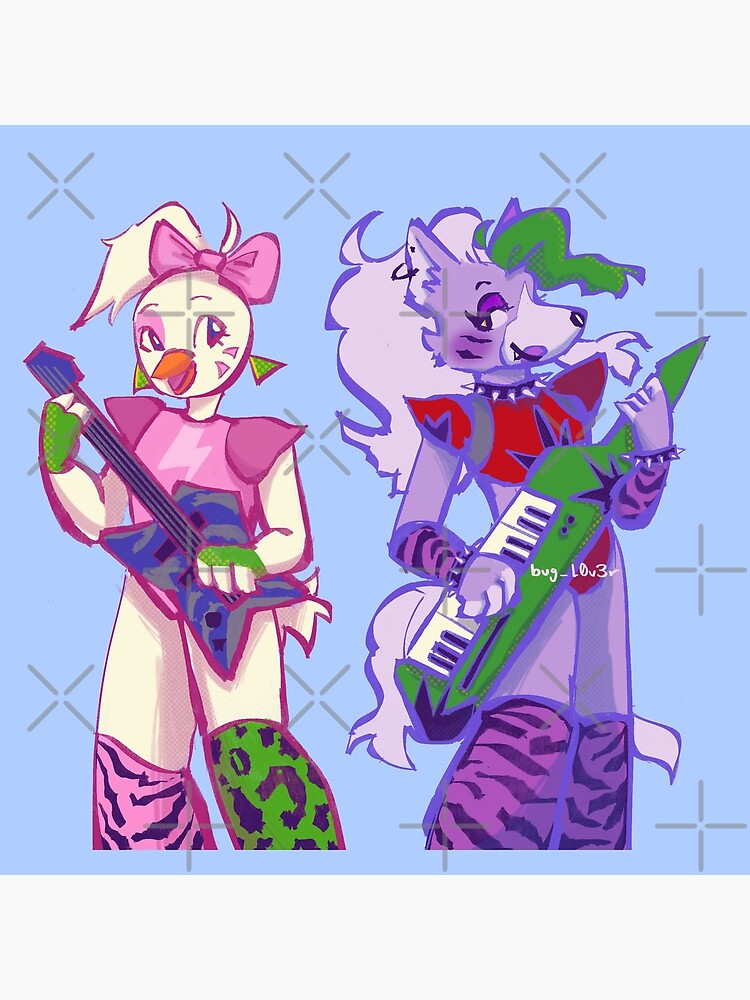 "Glamrock Chica and Roxanne Wolf Fnaf Security Breach" Throw Pillow for ...