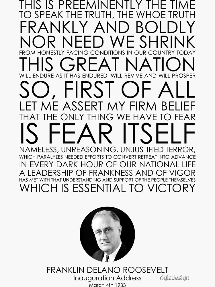 "Franklin Delano Roosevelt, Inauguration Address, Great Speeches, Great ...