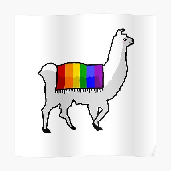 "Pride Flag Llama - LGBTQ Llama with Pride Blanket on Back" Poster for ...