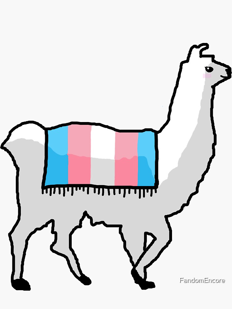 "Trans Pride Flag Llama - LGBTQ Llama with Transgender Blanket on Back ...