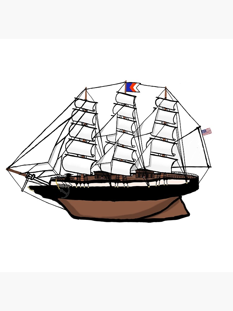"Classic Clipper Ship Drawing - The Flying Cloud" Art Print for Sale by ...