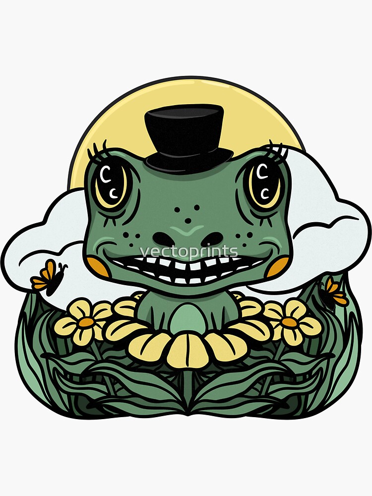 "Happy Mr Frog - Cute, green and yellow smiley froggy" Sticker for Sale ...