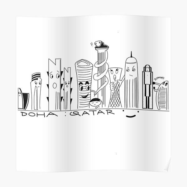"Doha Qatar as funny cartoons" Poster for Sale by SatyaYug | Redbubble