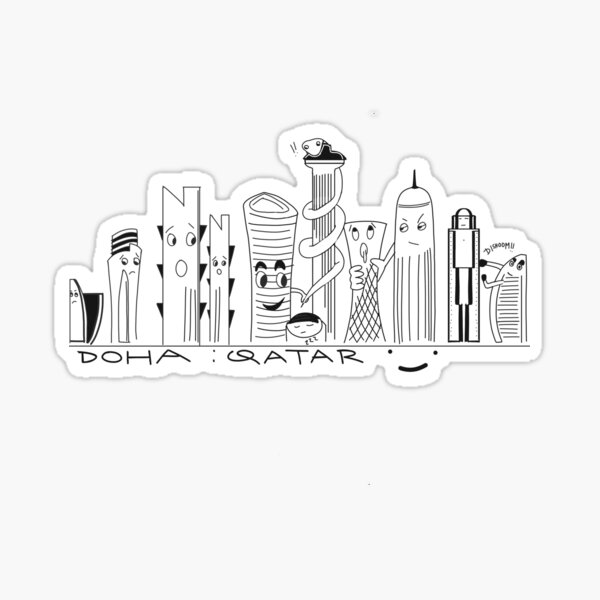 "Doha Qatar as funny cartoons" Sticker for Sale by SatyaYug | Redbubble
