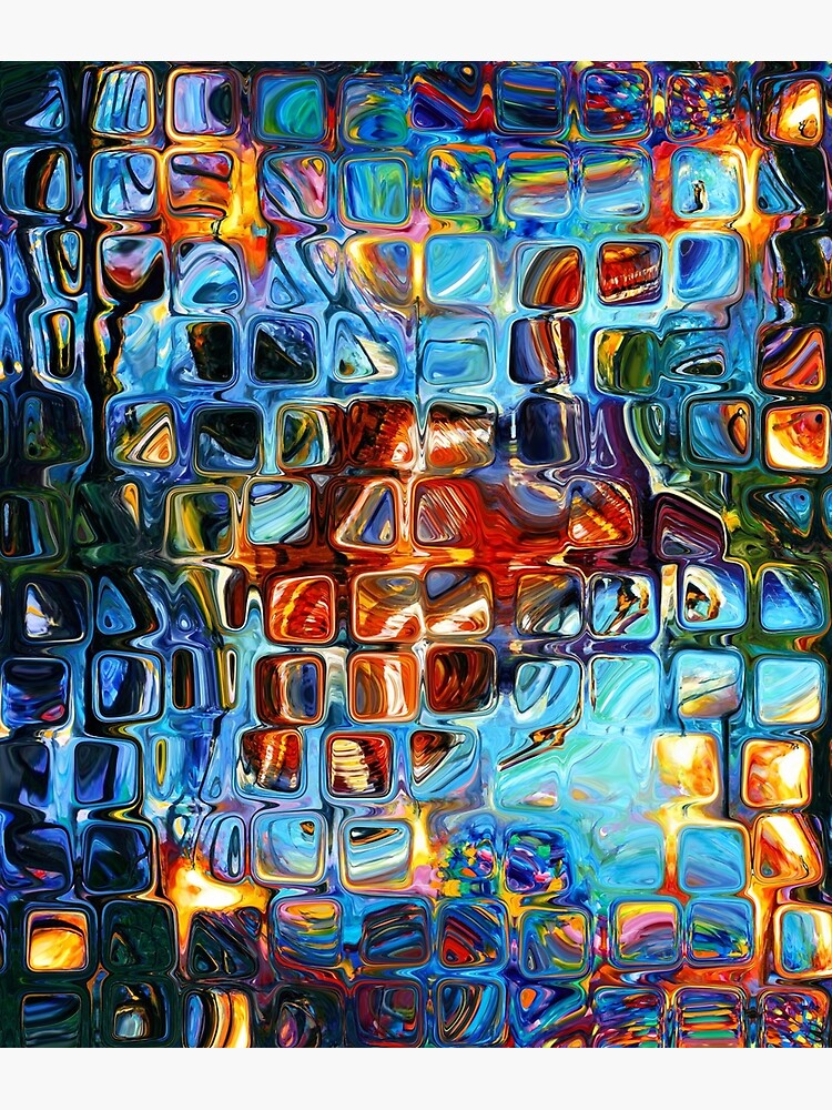 "Vivid Modern Blue & Gold Square Geometric Abstract Trippy Art Swirls ...