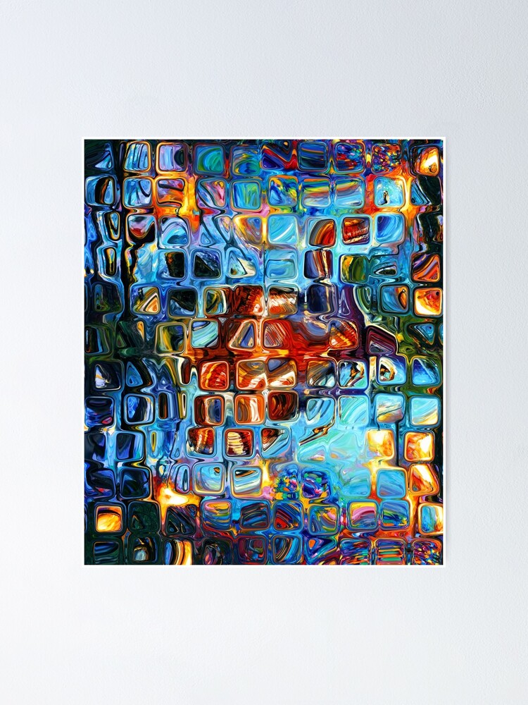 "Vivid Modern Blue & Gold Square Geometric Abstract Trippy Art Swirls ...