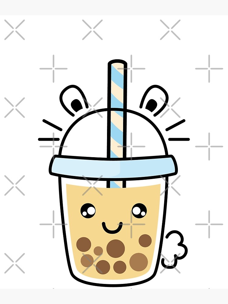 "Kawaii Bubble Tea Lover Cute Smiling Boba Milk Tea " Poster by ...