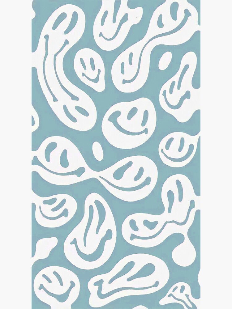 "Blue Drippy Smiley Face" Sticker for Sale by dafnirca | Redbubble