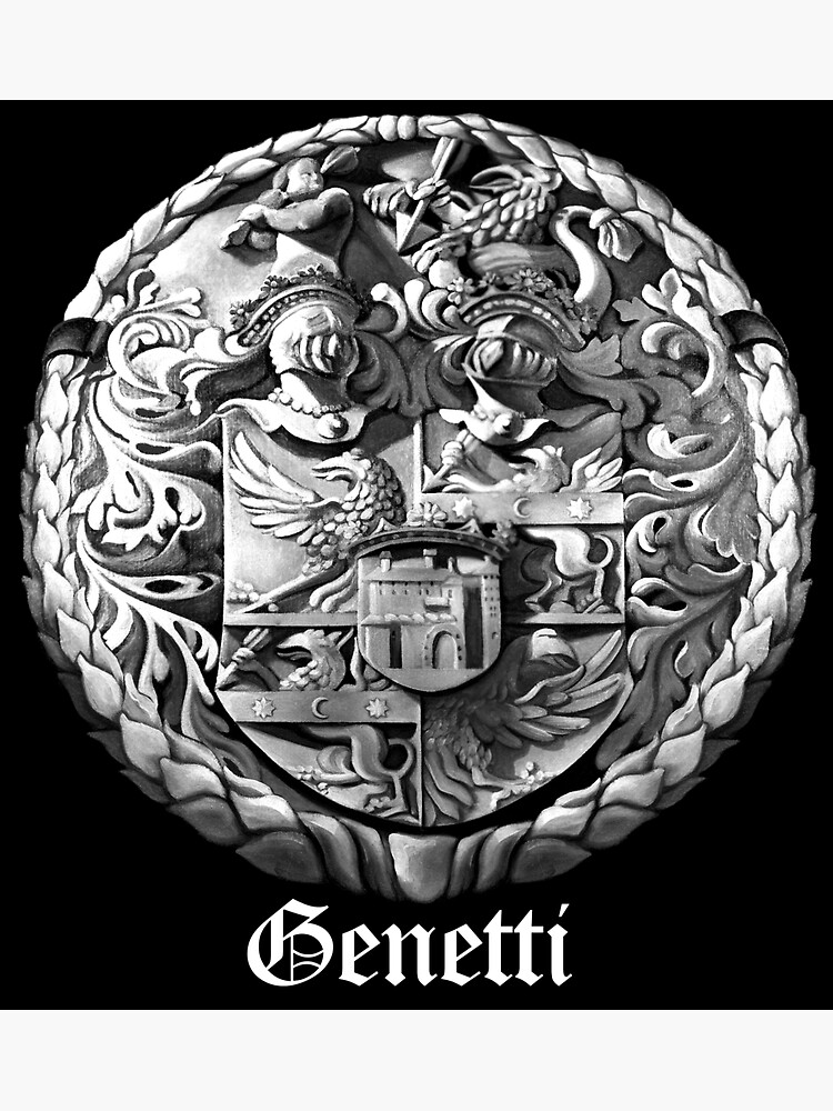 "Genetti Coat-of-Arms with Surname in Reverse" Sticker by GenettiFamily ...