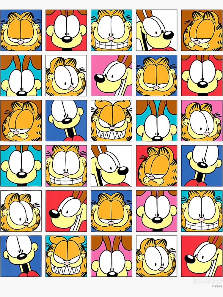 "Garfield Expressions Collage " Sticker by AlanaSaunders | Redbubble