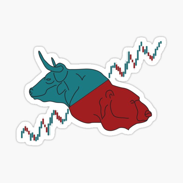 "Bull and Bear on the Stock Market" Sticker by Shamuring | Redbubble