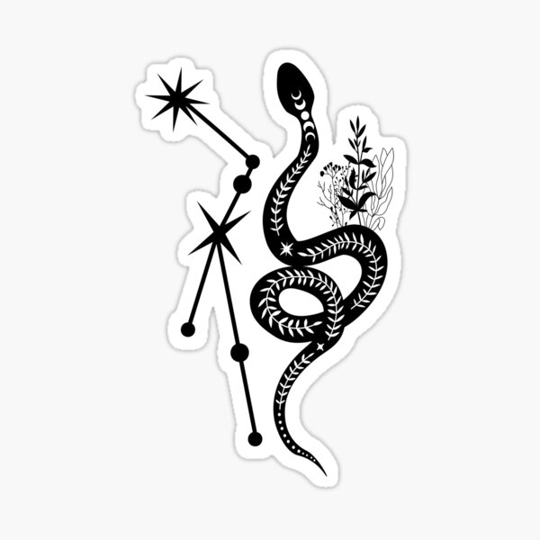 "Snake star sign constellation with flowers" Sticker for Sale by ...