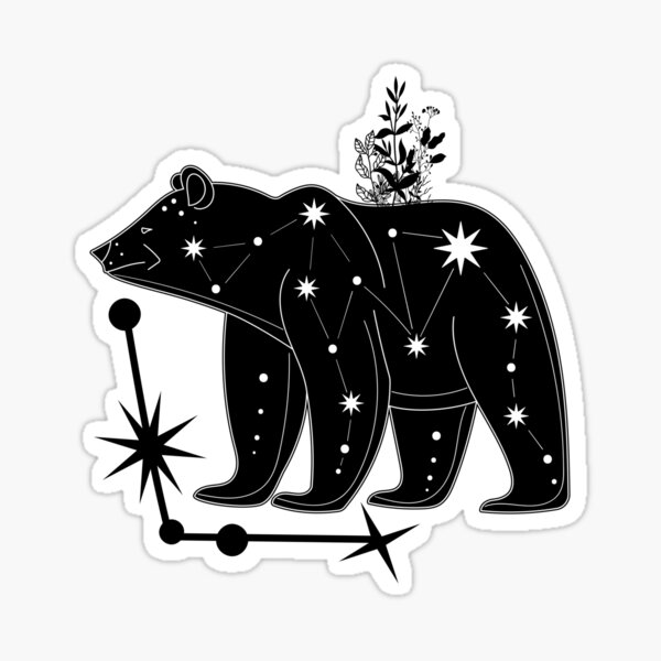 "Bear star sign constellation with flowers" Sticker for Sale by ...