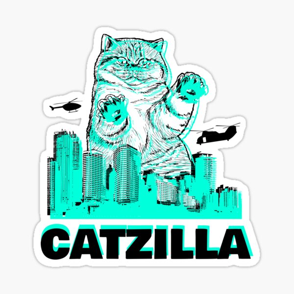 "Catzilla - Funny Cat, Vintage Cat, Angry Cat Design for Cat Lover, Cat ...
