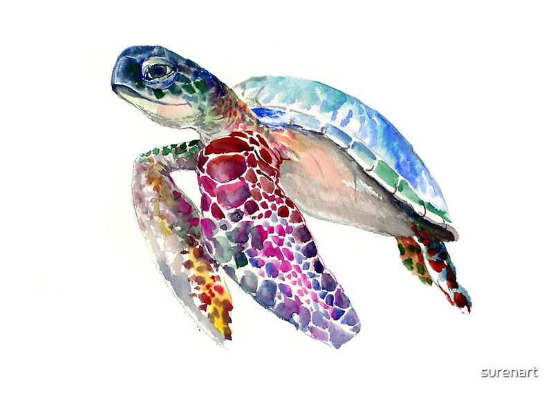 "Sea Turtle, Rainbow colors" by surenart | Redbubble