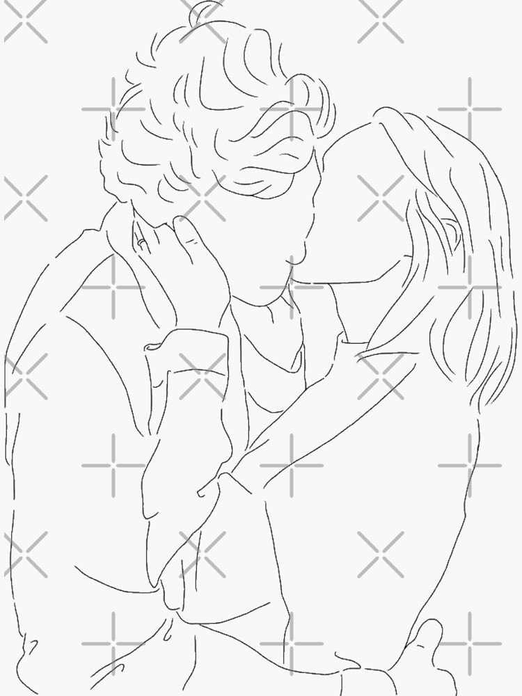 " couple kissing - minimalist one line art" Sticker for Sale by -justb ...