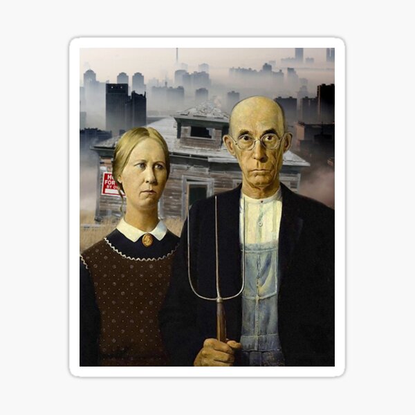 "modern day american gothic " Sticker for Sale by Platform11west ...