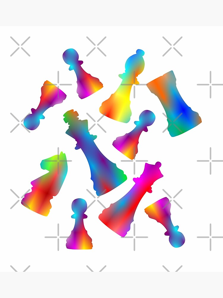 "Colorful Chess Pieces Chaos on White" Poster for Sale by Shapes-Mania ...