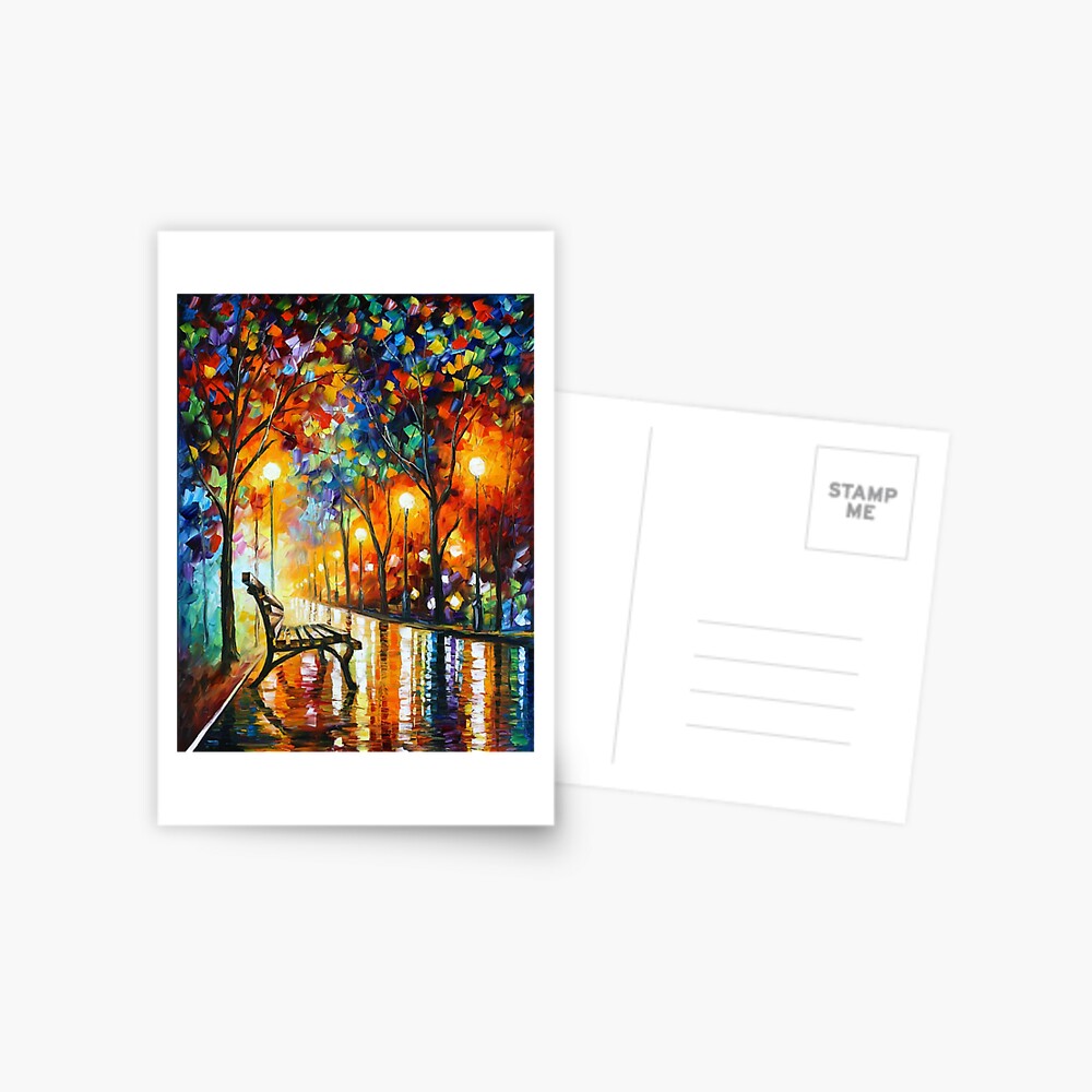 The Loneliness Of Autumn Leonid Afremov Postcard For Sale By Vitebskart Redbubble